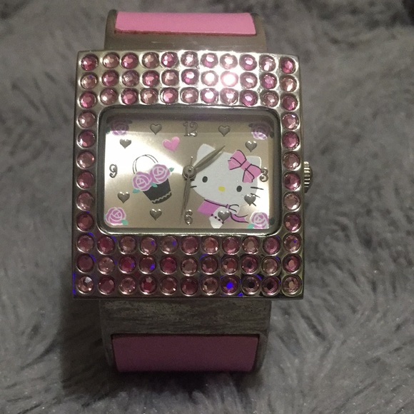 Hello Kitty | Accessories | Adorable Hello Kitty Pink Rhinestone Watch ...